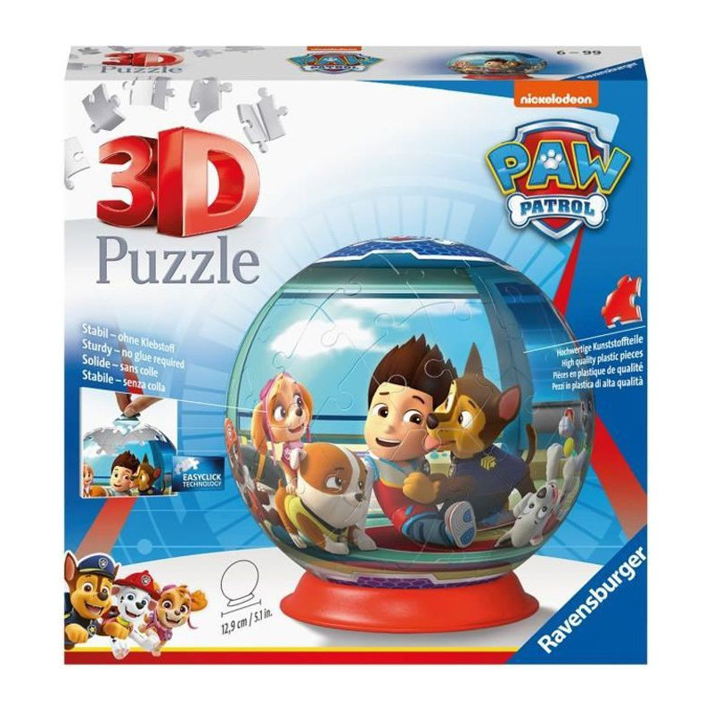 PAT' PATROUILLE Puzzle 3D Ball 72 pieces - Ravensburger - Puzzle enfant ...